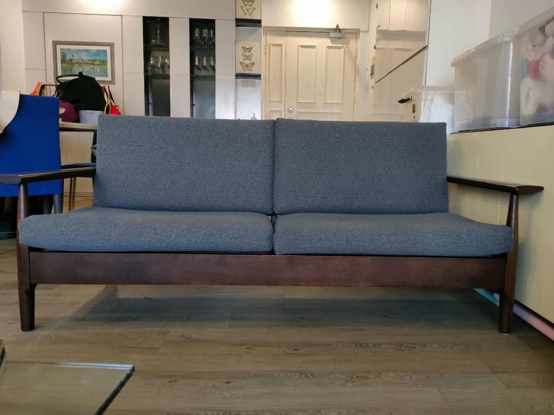 Solid wood Muji style sofa and armchair, Furniture & Home Living ...