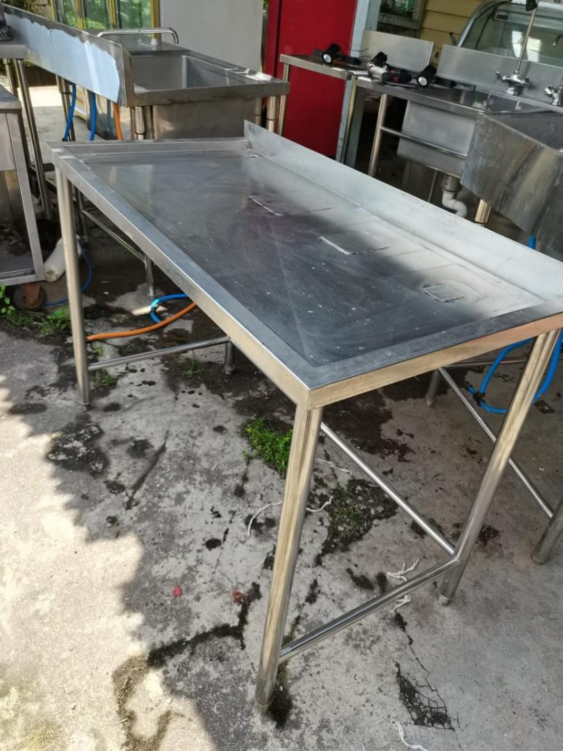Stainless steel seafood display table, Furniture & Home Living ...