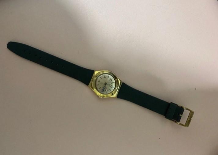 Swatch Irony Medium Brownee Rose Gold and Brown Silicon Watch, Women's ...