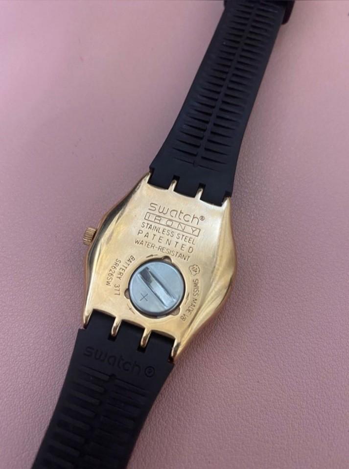 Swatch Irony Medium Brownee Rose Gold and Brown Silicon Watch, Women's ...