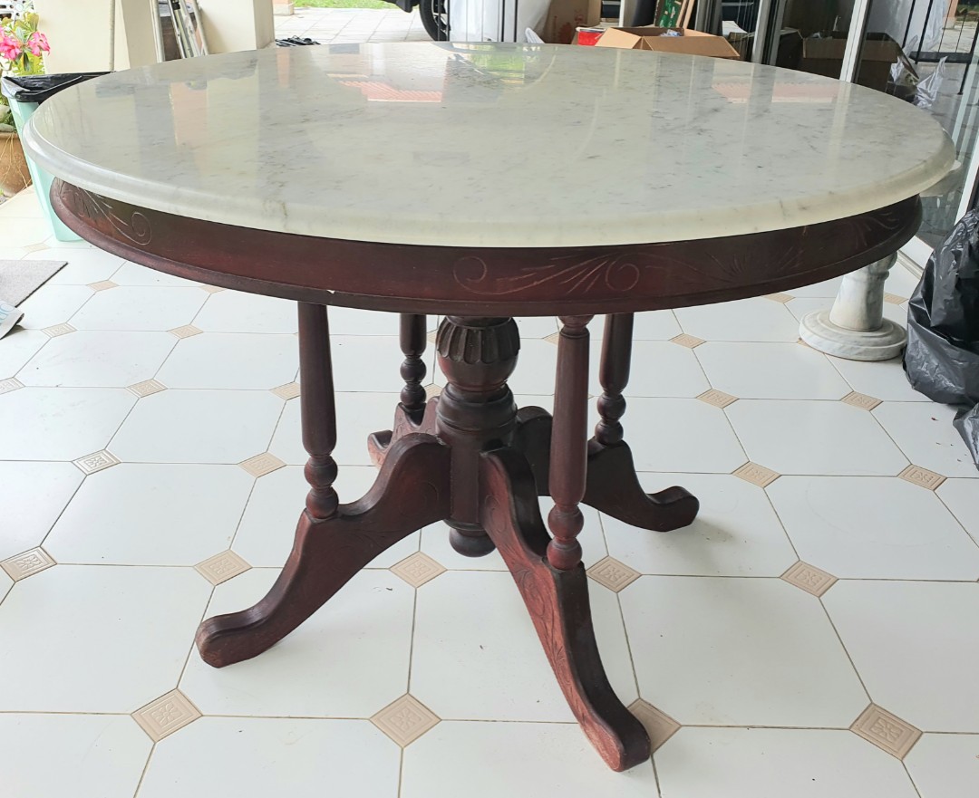 Vintage Peranakan-style "kopi tiam" table, Furniture & Home Living ...