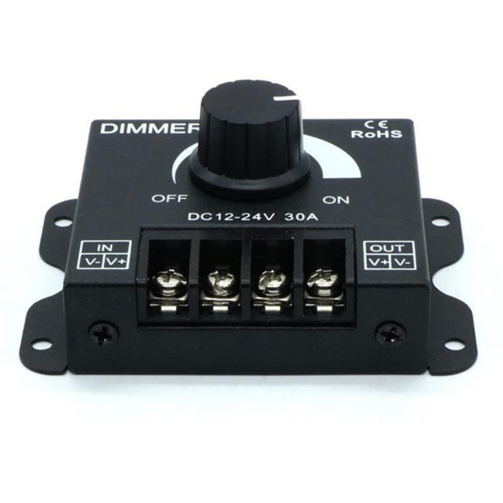 VOUVOU 12-24V 30A LED Light Dimmer Stepless Dimming PWM Dimmer Switch ...