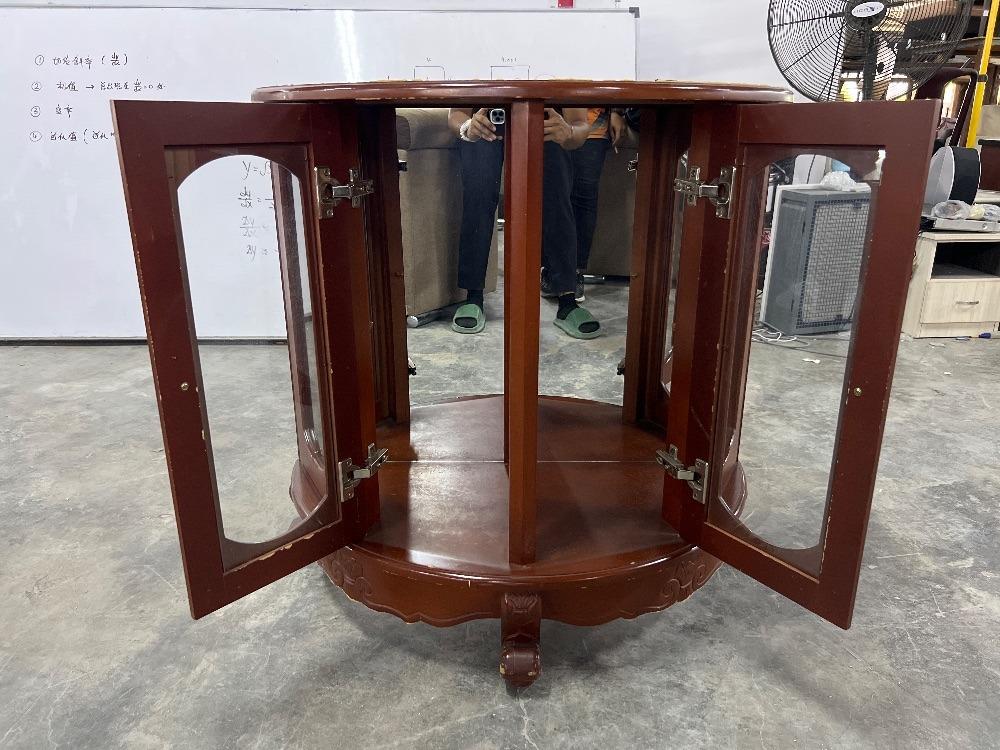 Wooden Half Moon Shape Display Cabinet / Kabinet Paparan Bentuk Separuh ...