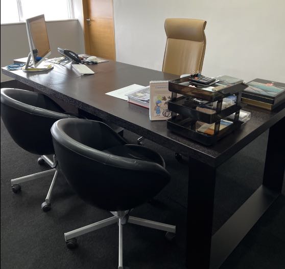 Wooden Office Table with CPU Compartment, Furniture & Home Living ...