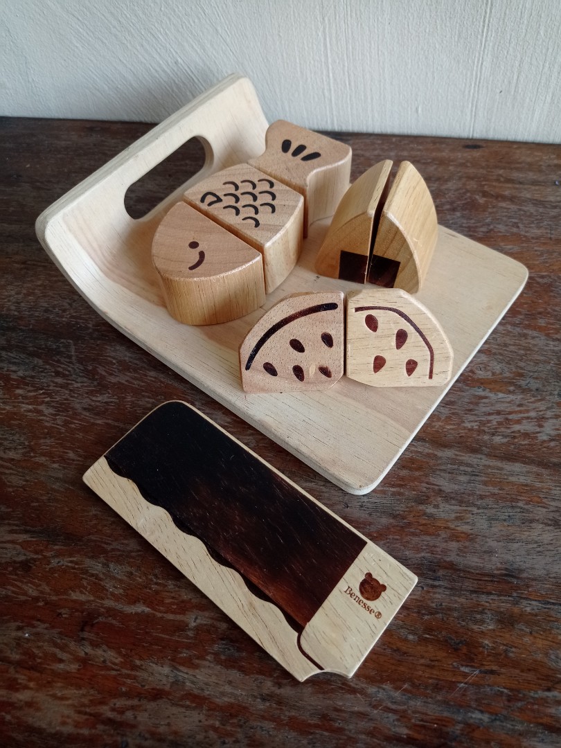 Wooden Slicing Toy Set in Natural Wood Color, Hobbies & Toys, Toys ...
