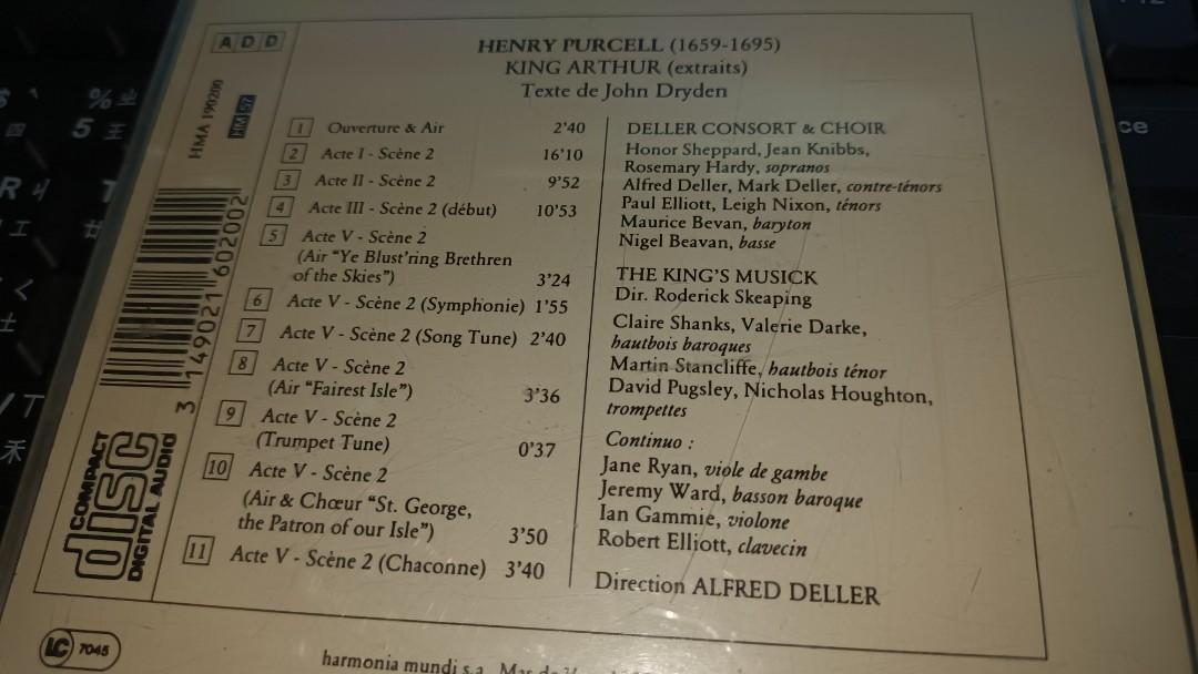 古典名盤 試音天碟 SONOPRESS 西德版 purcell KING ARTHUR / DELLER CONSORT CD, 興趣及遊戲 ...