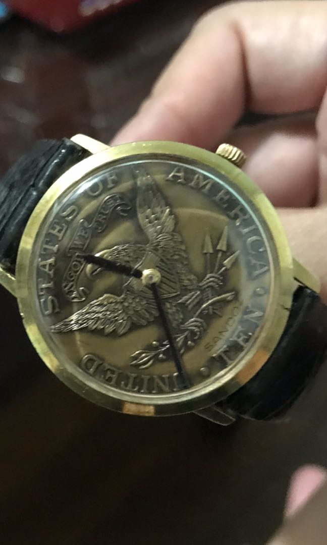 Authentic Sandoz American Eagle Dollar/ Coin Mens Watch 17 Jewels, Men ...