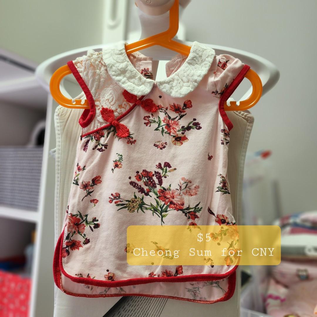 CNY cheong sum uniqlo rainbow red pink Minnie mouse GAP dress, Babies ...