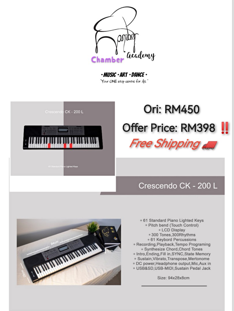 Crescendo 61 keys Keyboard, Hobbies & Toys, Music & Media, Musical ...