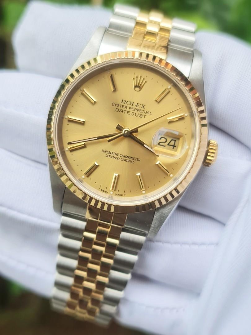 *Full Complete Set* Rolex Champagne Dial Men Size Datejust 36 Ref ...