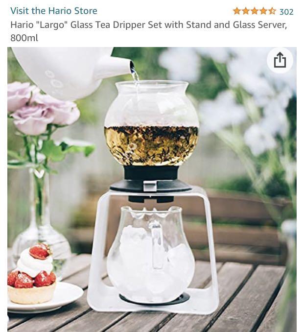 Hario "Largo" Glass Tea Dripper Set with Stand and Glass Server, 800ml ...