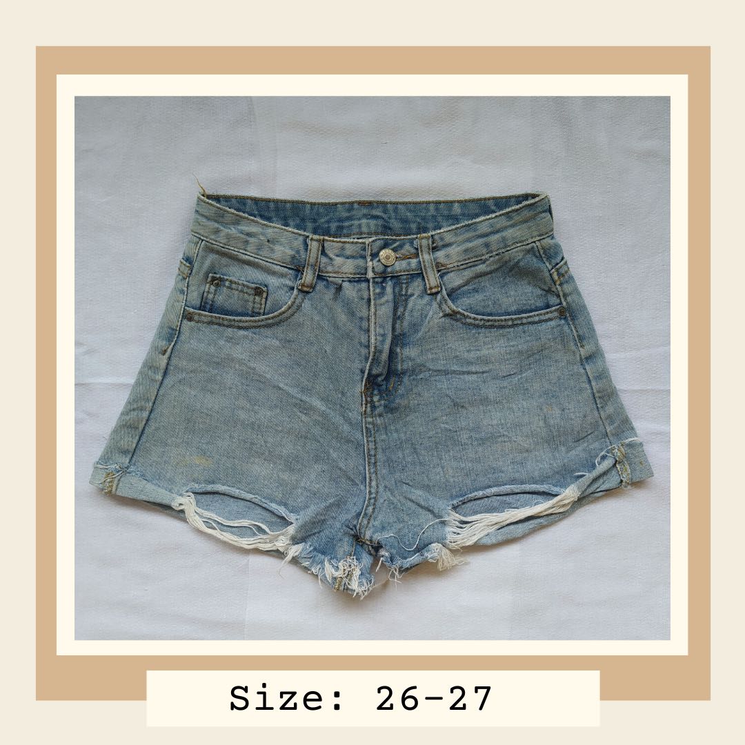 High Waist Denim Short Tattered, Women's Fashion, Bottoms, Shorts on ...