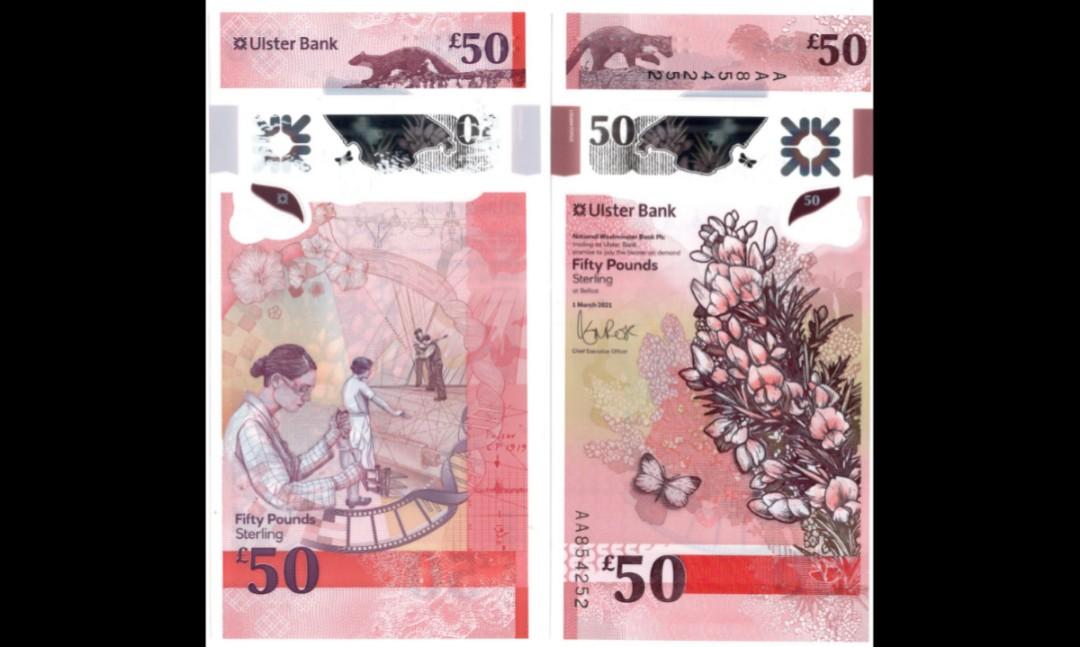 Ireland Ulster Bank 50 pounds polymer prefix AA, Hobbies & Toys ...