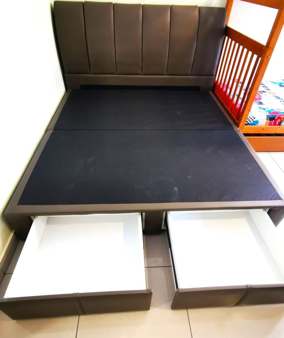 KING Size Divan Bed Frame with Storage Drawers, Furniture & Home Living ...