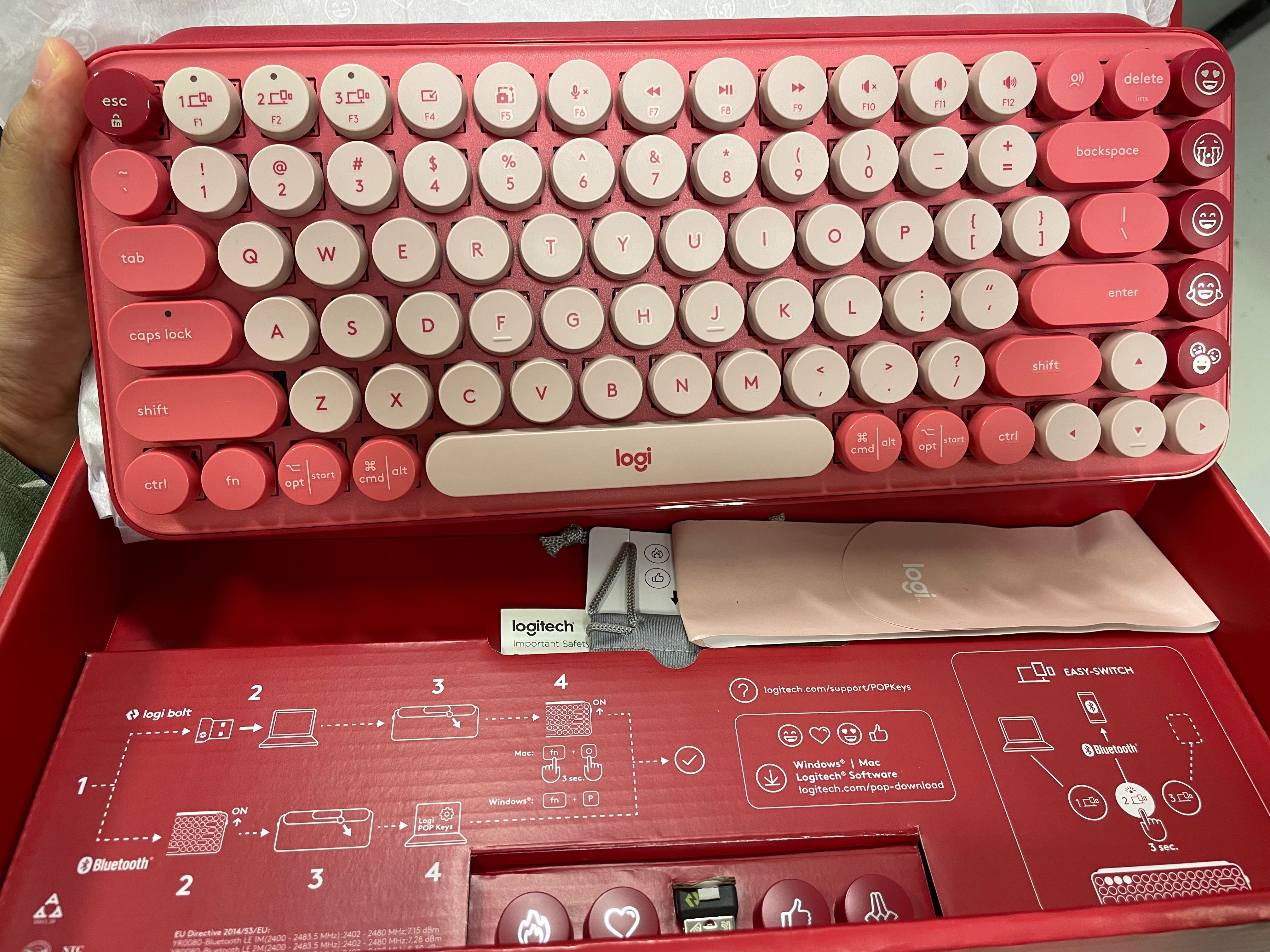 Logitech POP Keys Mechanical Wireless Keyboard (Pink), Mobile Phones ...