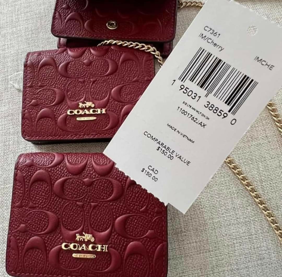 Mini Wallet On A Chain In Signature Leather, Women's Fashion, Bags ...
