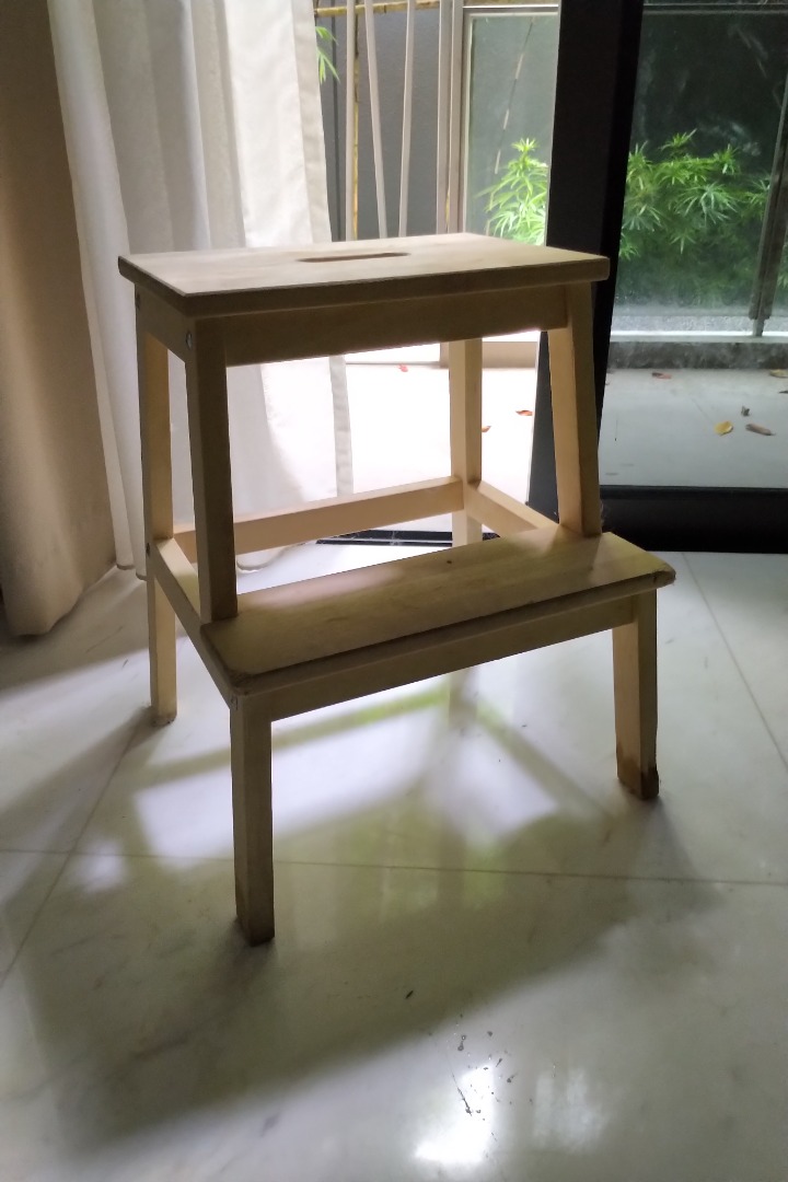 Modern Wooden Stool (Double Rung), Furniture & Home Living, Furniture ...