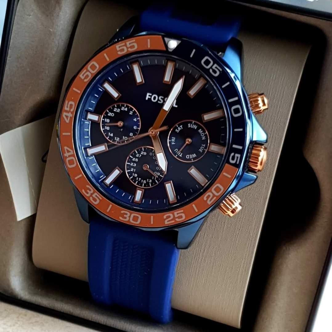 Original Fossil Blue Rubber Watch - Bannon, Men's Fashion, Watches ...