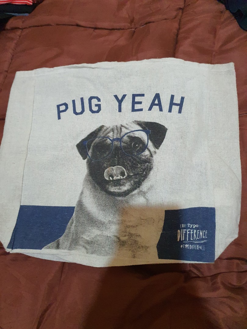 Pug Yeah Typo Totebag, Luxury, Bags & Wallets on Carousell