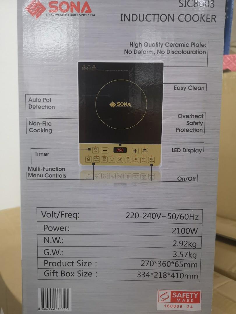 Sona Induction Cooker SIC8603, TV & Home Appliances, Kitchen Appliances ...