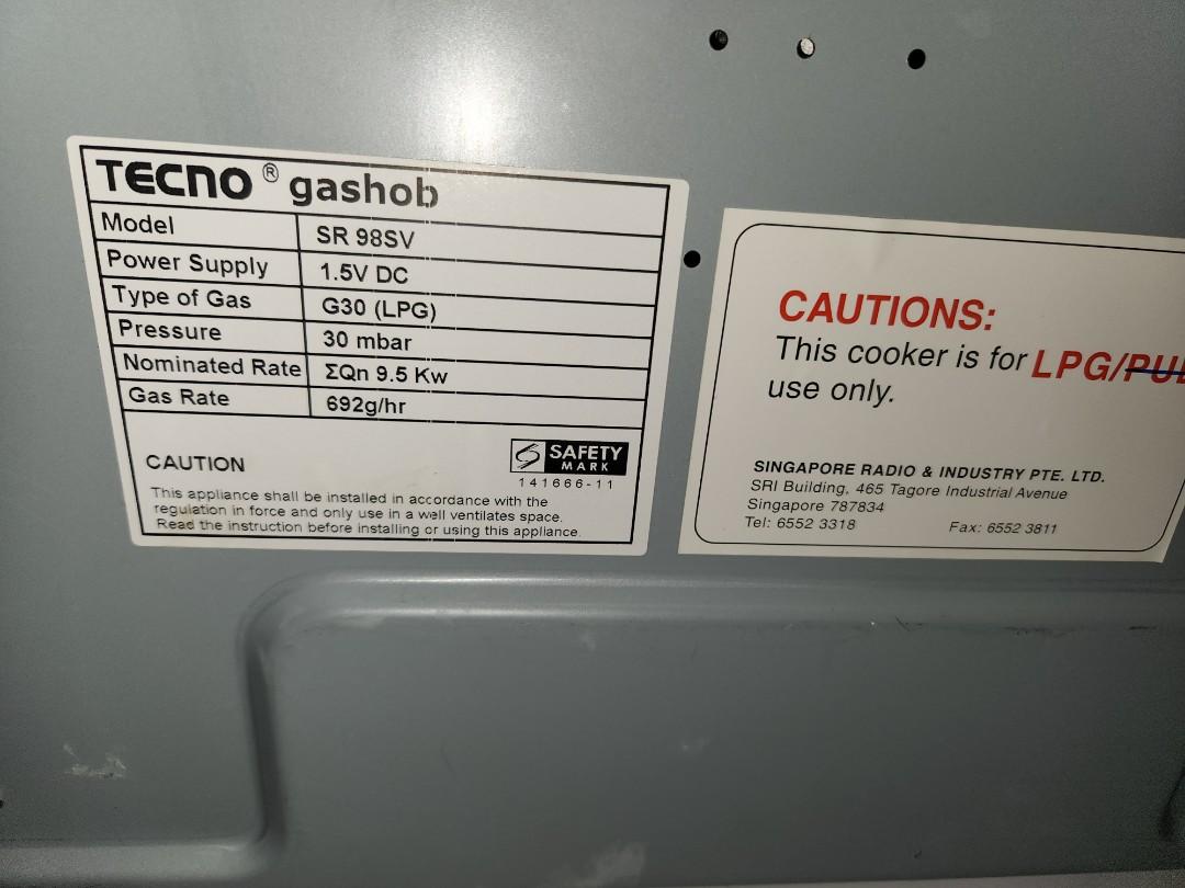 TECHNO HOB SR98 S/S SV - LPG, TV & Home Appliances, Kitchen Appliances ...