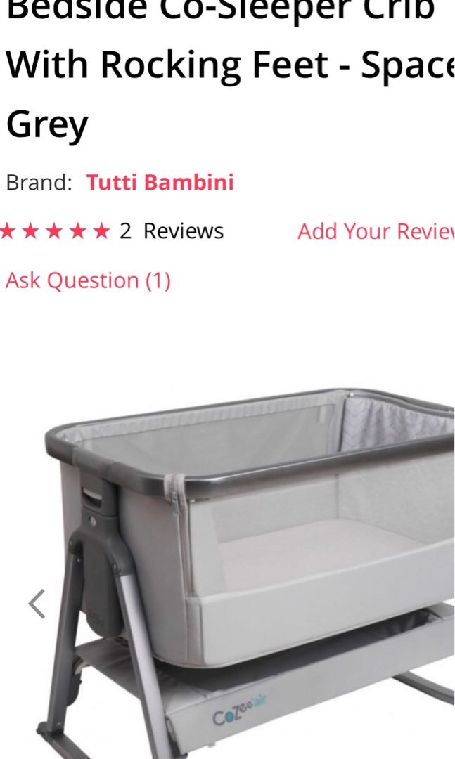 Tutti Bambini CoZee Air Bedside Co-Sleeper Crib With Rocking Feet ...