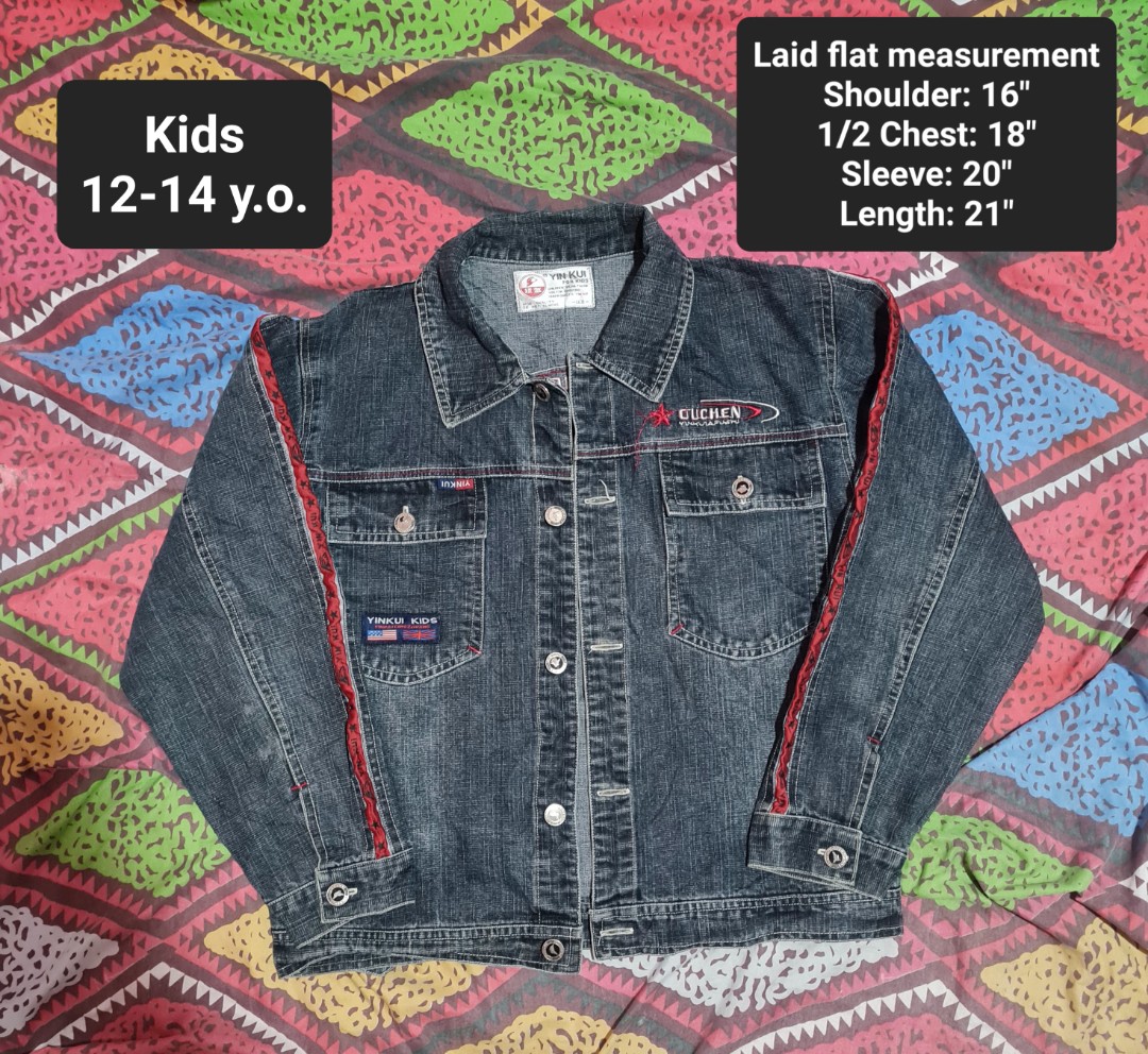 YIN KUI KIDS Faded Black Denim Jacket Unisex for 12 to 14 Years Old ...
