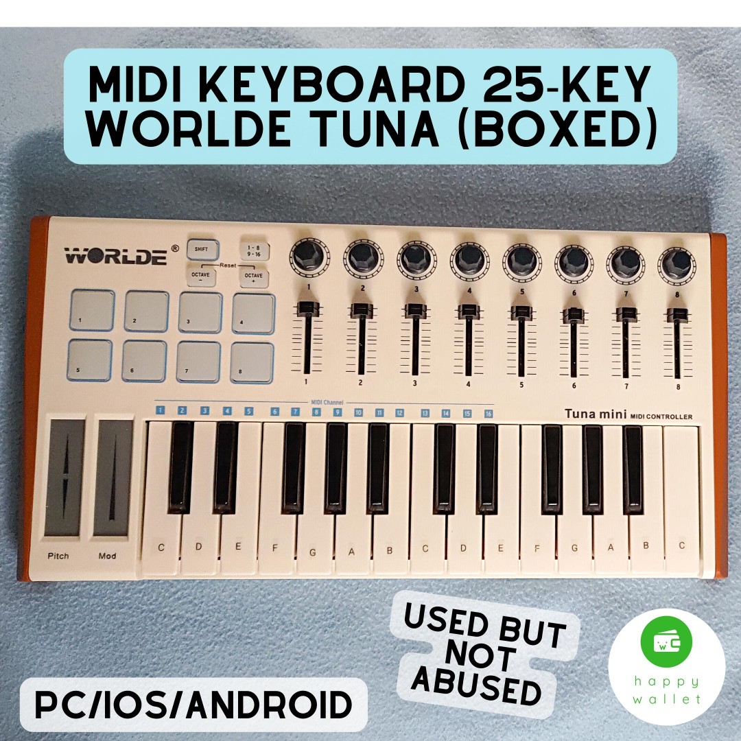25 Keyboard Midi Piano WORLDE TUNA MINI Controller 8 RGB Backlit ...