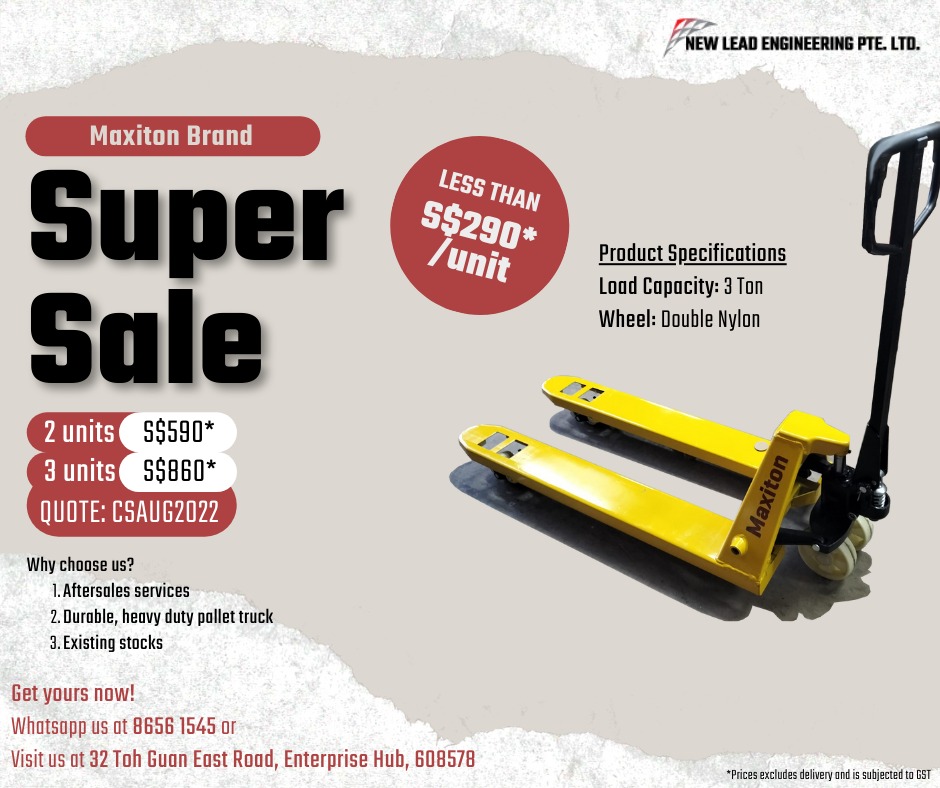 $286/ unit Maxiton Hand Pallet Truck, Furniture & Home Living, Home ...