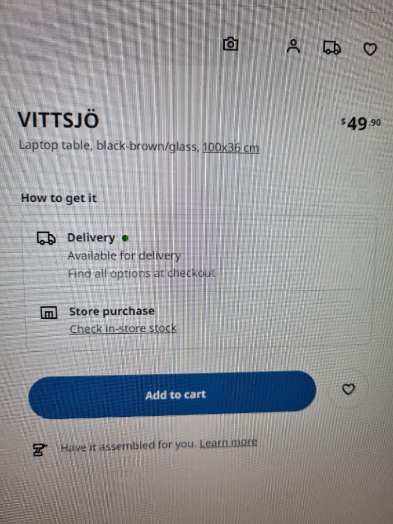 1 x Ikea vittsjo laptop table, Furniture & Home Living, Furniture ...