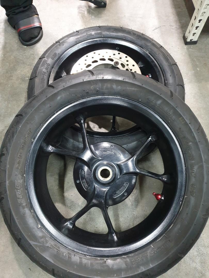 Aerox Black Rims, Motorcycles, Motorcycle Accessories on Carousell