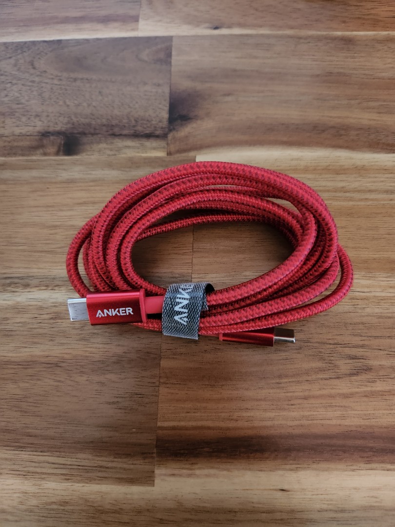 Anker New Nylon 6ft/1.8m 60W USB C to USB C cable - red, Mobile Phones ...