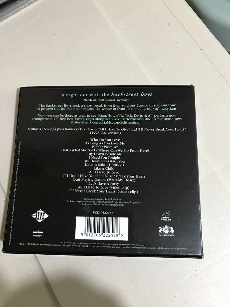 Backstreet Boys A night out with the backstreet boys CD+VCD, 興趣及遊戲, 音樂 ...