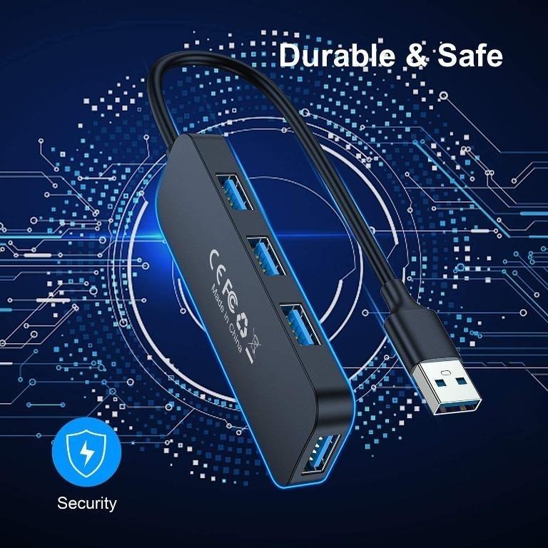 Beikell USB 3.0 Hub, 4-Port USB Hub Ultra-Slim Data Hub with LED ...
