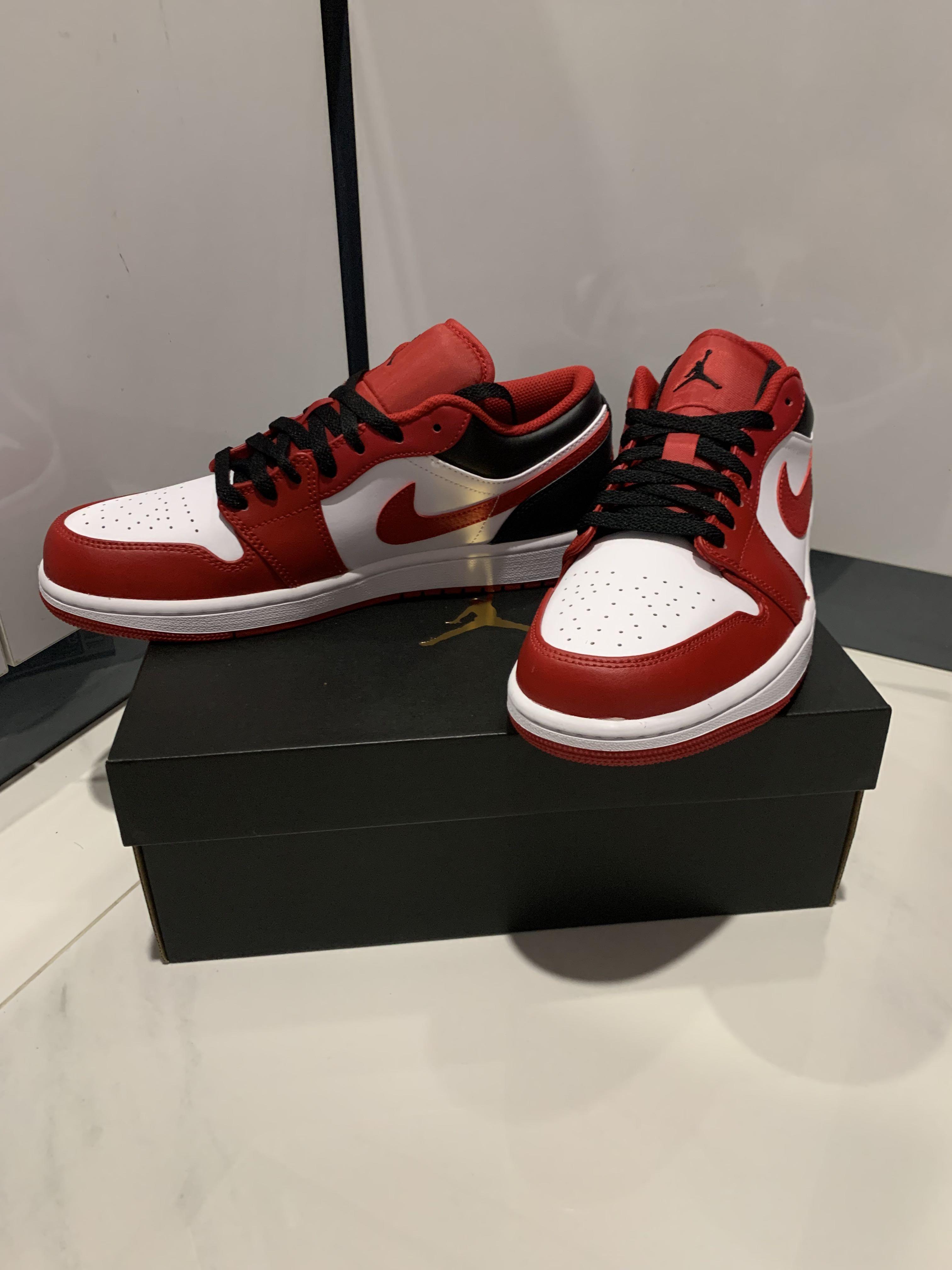 Nike AJ1 Air Jordan 1 Low Bulls Gym Red and Black US9.5/UK8.5, Men's ...