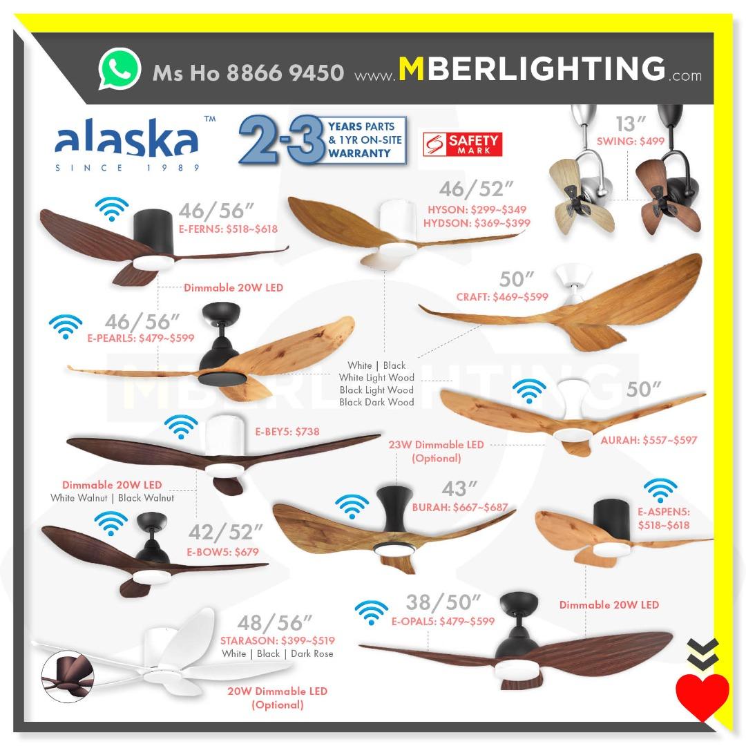 Ceiling Fans & Corner Fans - BESTAR / CRESTAR / FANCO / ALASKA / ACORN ...