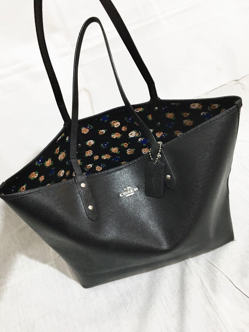 COACH Reversible City Tote In Tea Rose Floral Print Coated Canvas ...