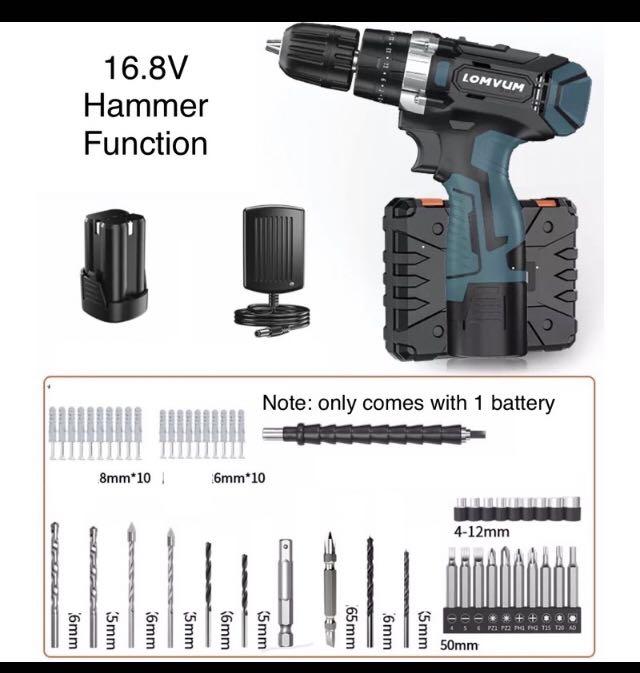 Cordless Drill Set 12v Double Speed Lomvum Electric Screwdriver Hand