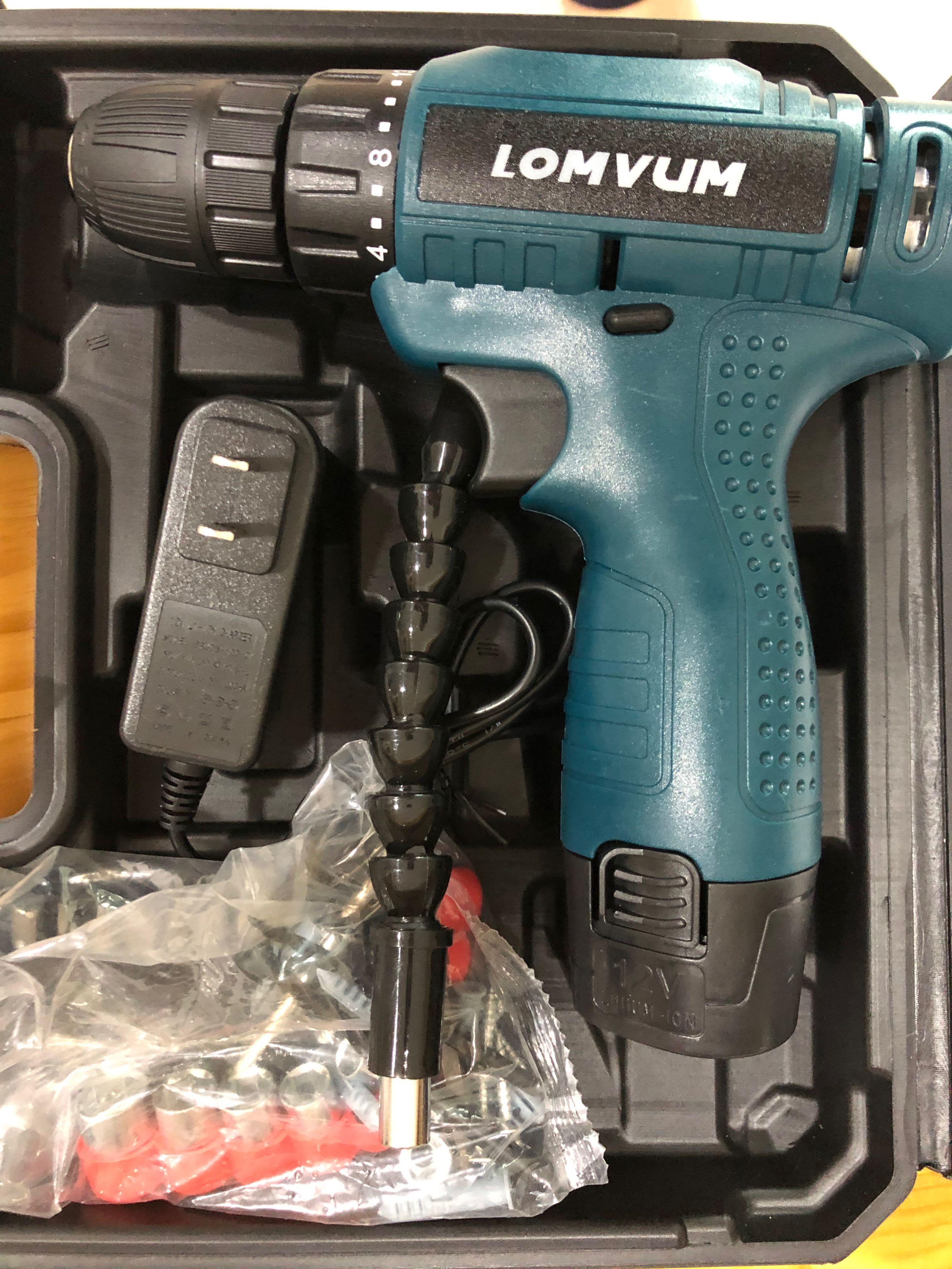 Cordless Drill Set 12v Double Speed Lomvum Electric Screwdriver Hand