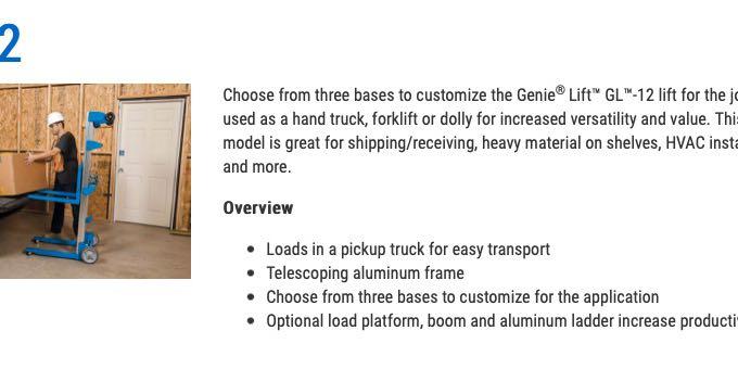 Genie Material Lift GL12, Everything Else on Carousell