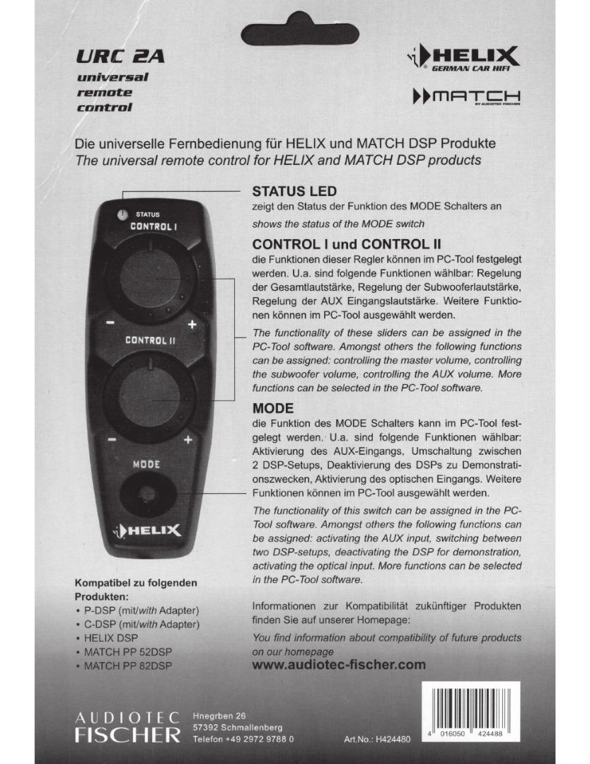 Helix/Brax/Match URC.2A DSP universal remote from Germany, Car ...