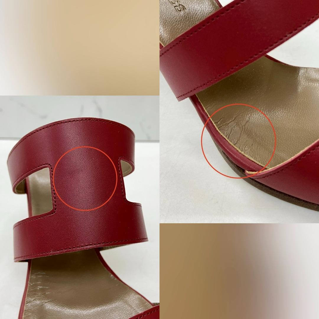 HERMES RED SEMELLE CUIR HEELS 227017740, Women's Fashion, Footwear ...
