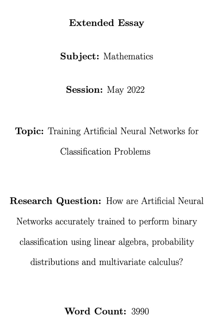IB Mathematics Extended Essay that scored an A, Hobbies & Toys, Books ...