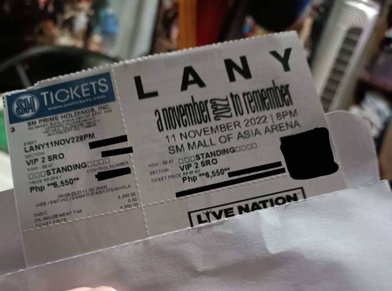 LANY CONCERT- VIP TICKET (Nov.11.2022), Tickets & Vouchers, Event ...