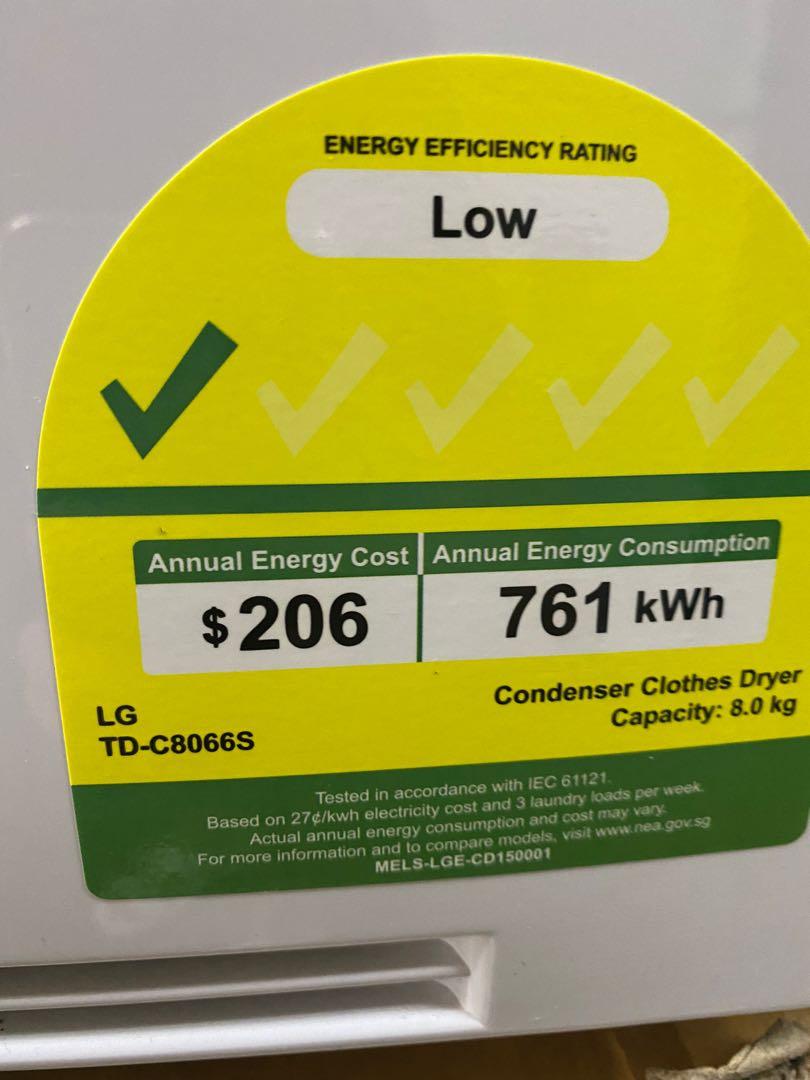 LG 8KG TrueSteam Sensor Dry Condenser Dryer, TV & Home Appliances ...