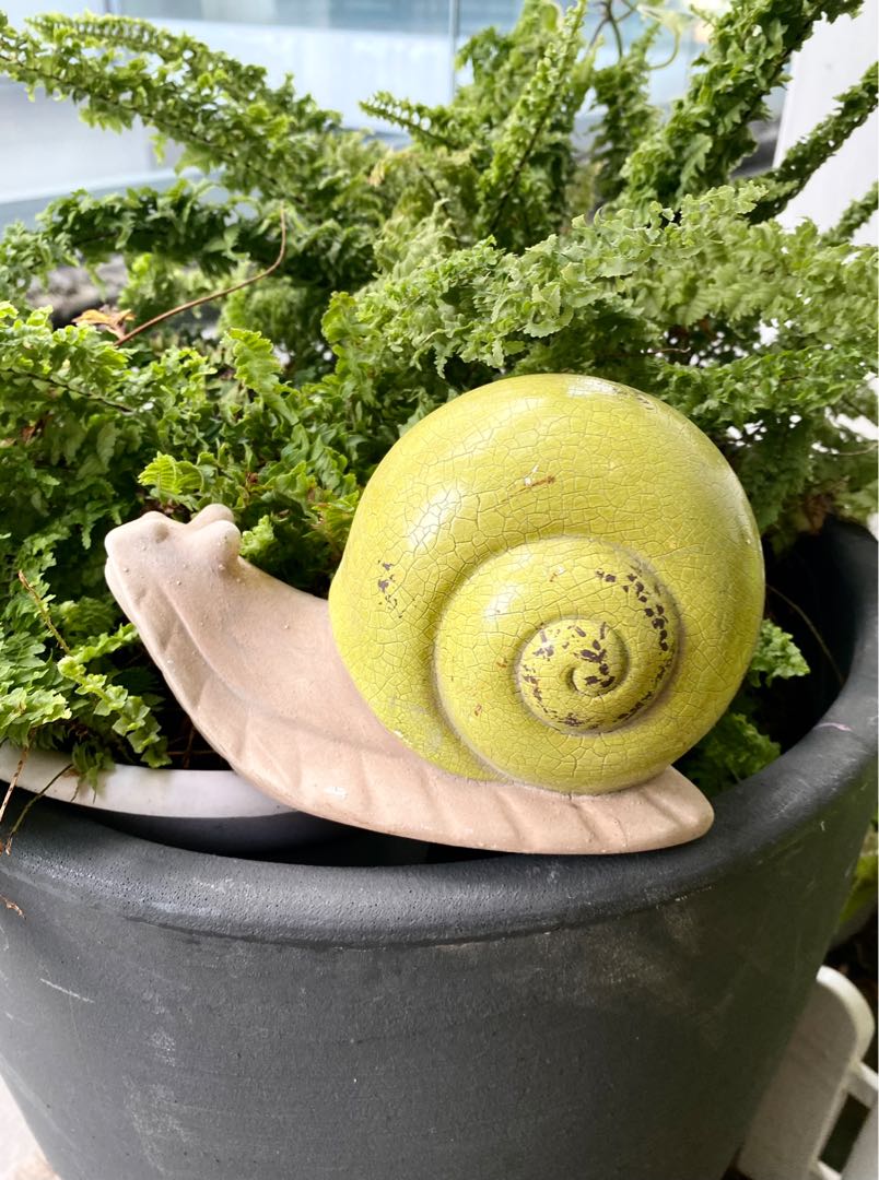 Lime green snail decor figurine, Furniture & Home Living, Home Decor, Other Home Decor on Carousell
