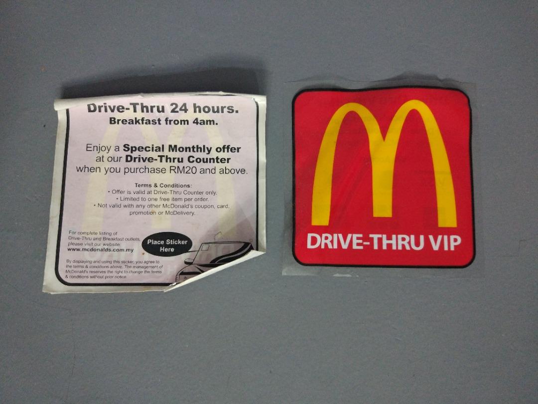 Mc Donalds Car Sticker | Drive-Thru VIP | Free Gift, Hobbies & Toys ...