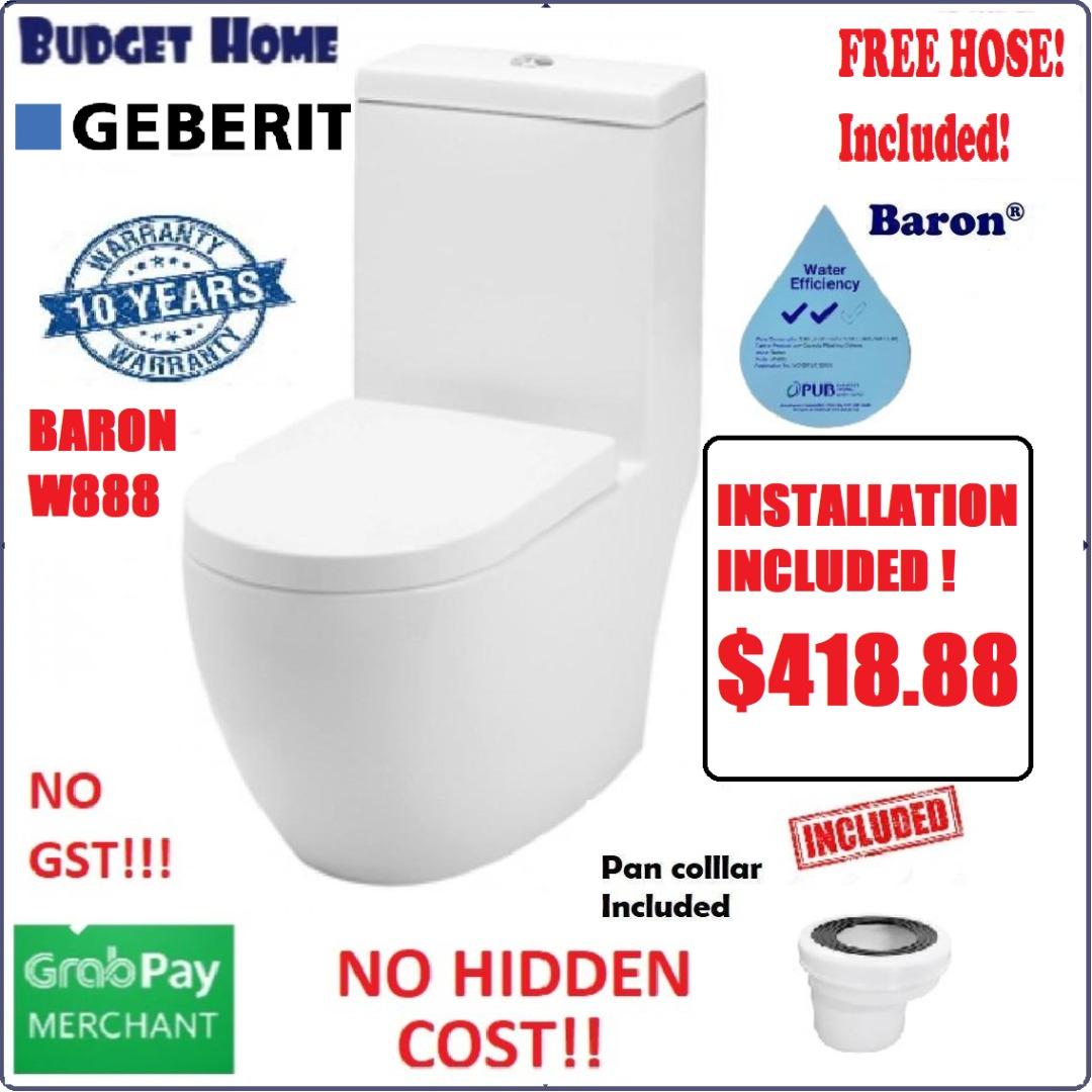 Baron w888 Toilet bowl with Installation, Furniture & Home Living ...