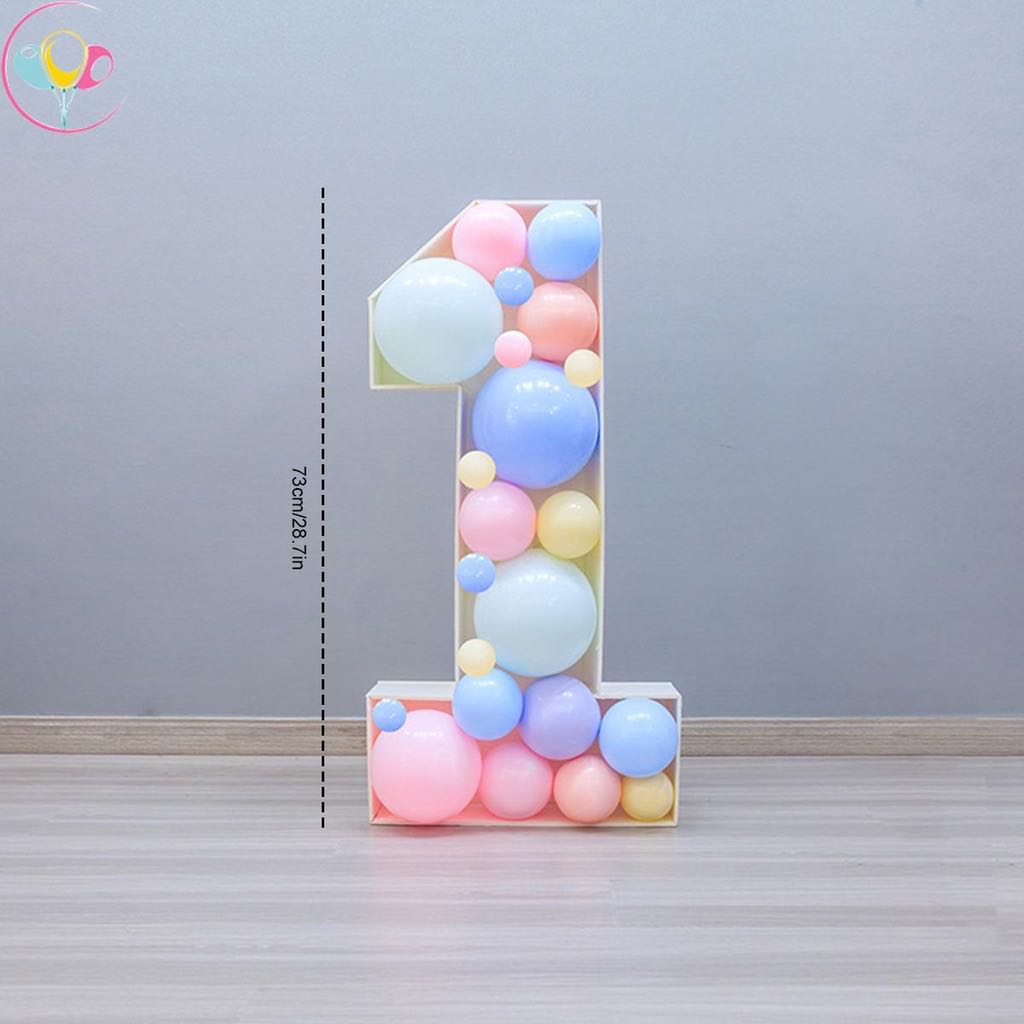 [Used Once - DIY] 73cm Large Number ONE 1 Balloon Frame Mosaic Balloon Filling Box Number ...