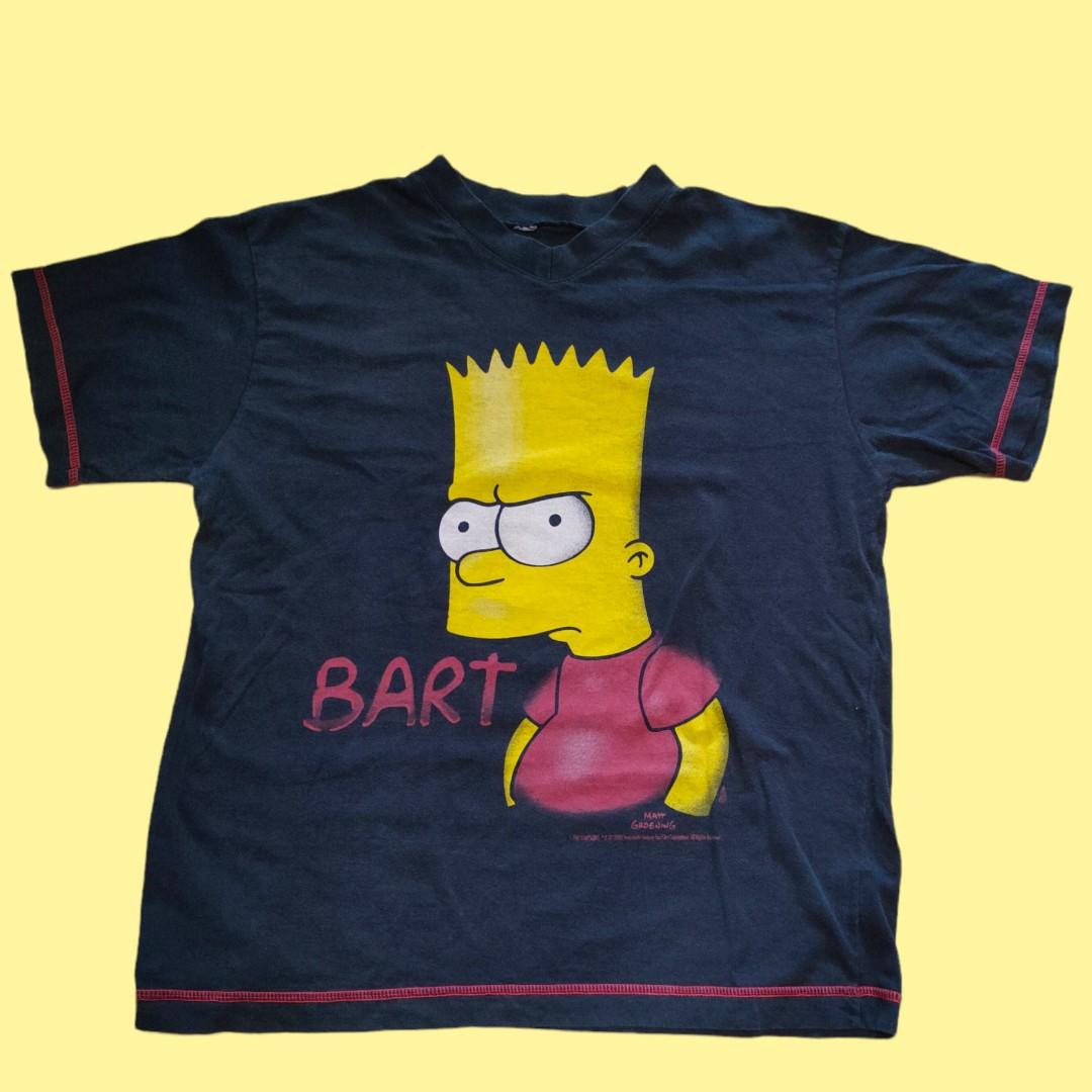 Vintage Bart Simpson official the simpsons size M (charcoal), Fesyen ...